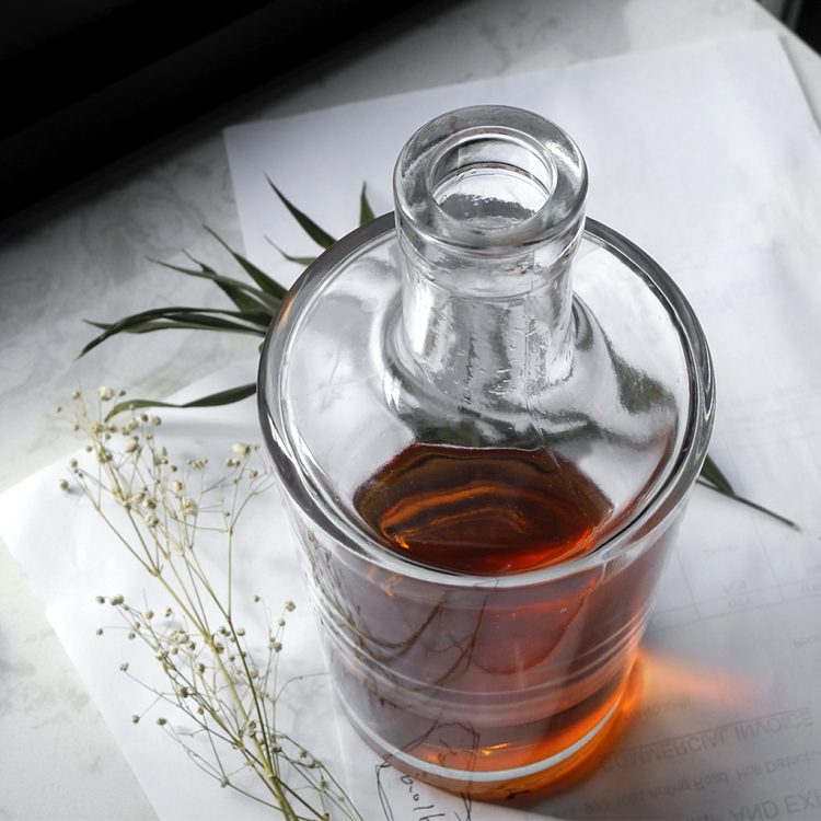 custom 500ml 750ml bar popular cylindrical transparent whiskey bottle ...